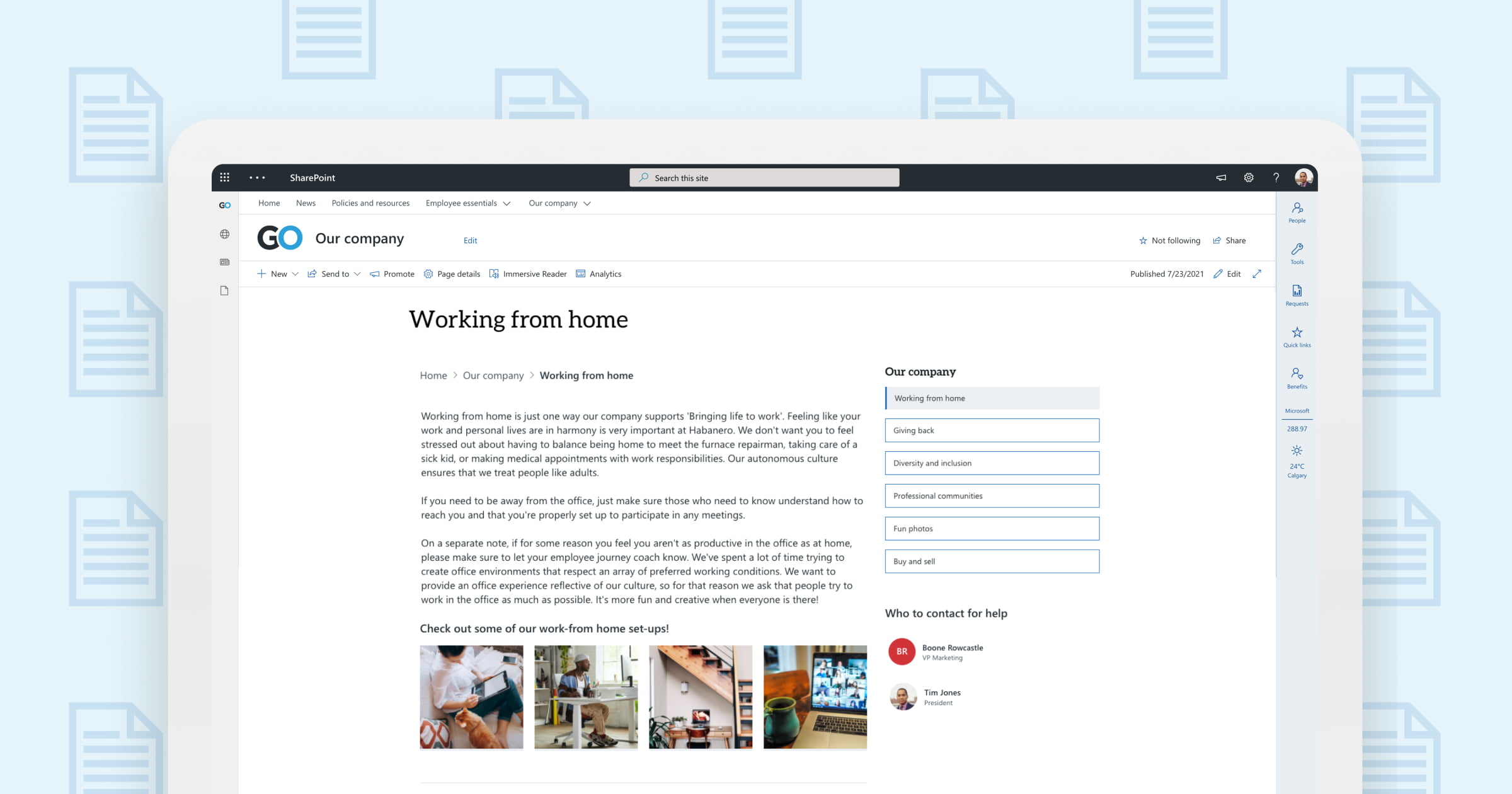 SharePoint design ideas - content pages | Habanero Consulting Inc.