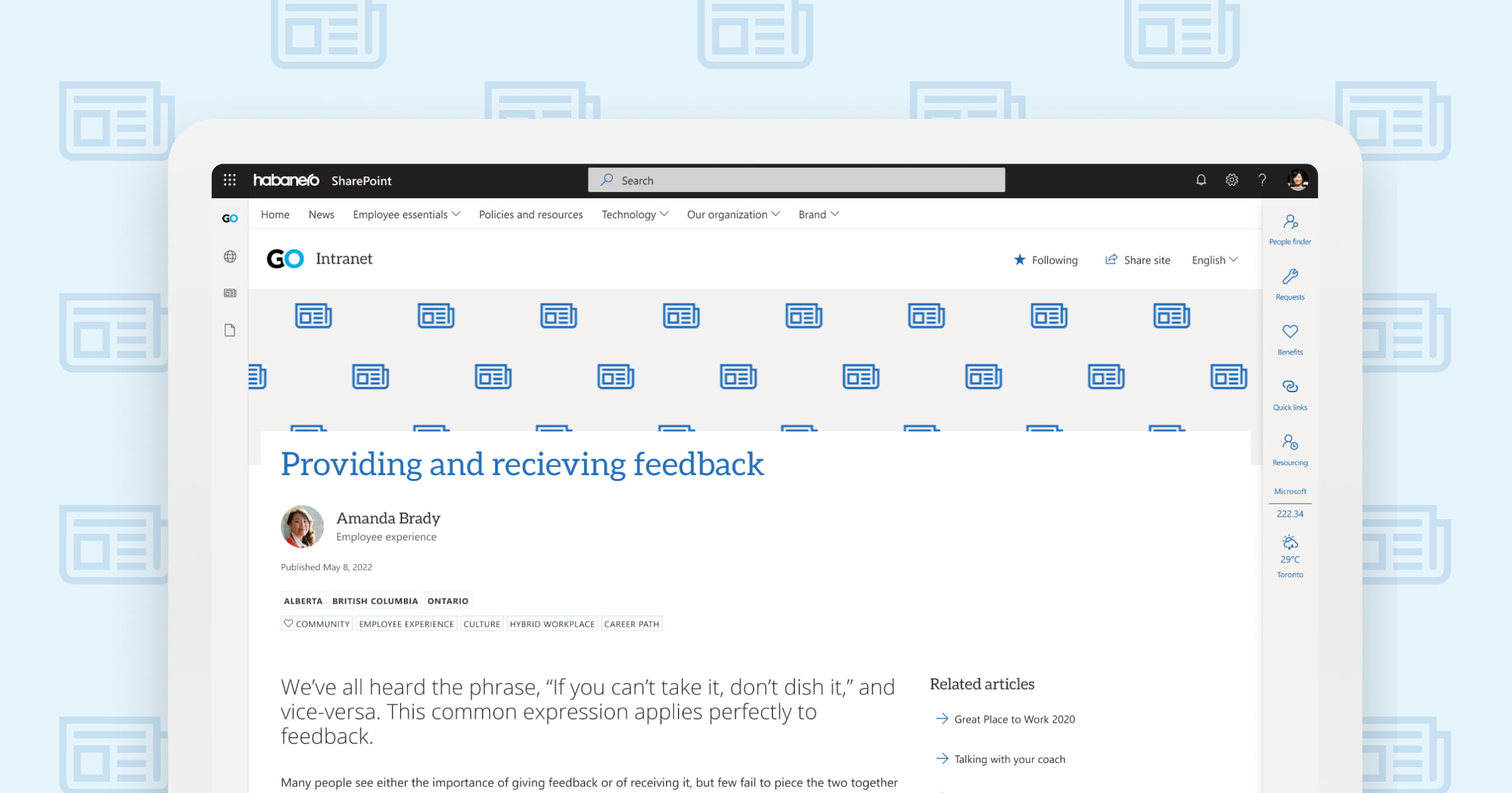 SharePoint design ideas - news articles | Habanero Consulting Inc.